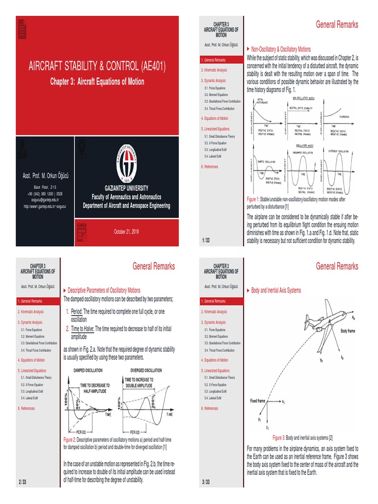 Aircraft Equations of Motion Overview | PDF | Force | Mechanics