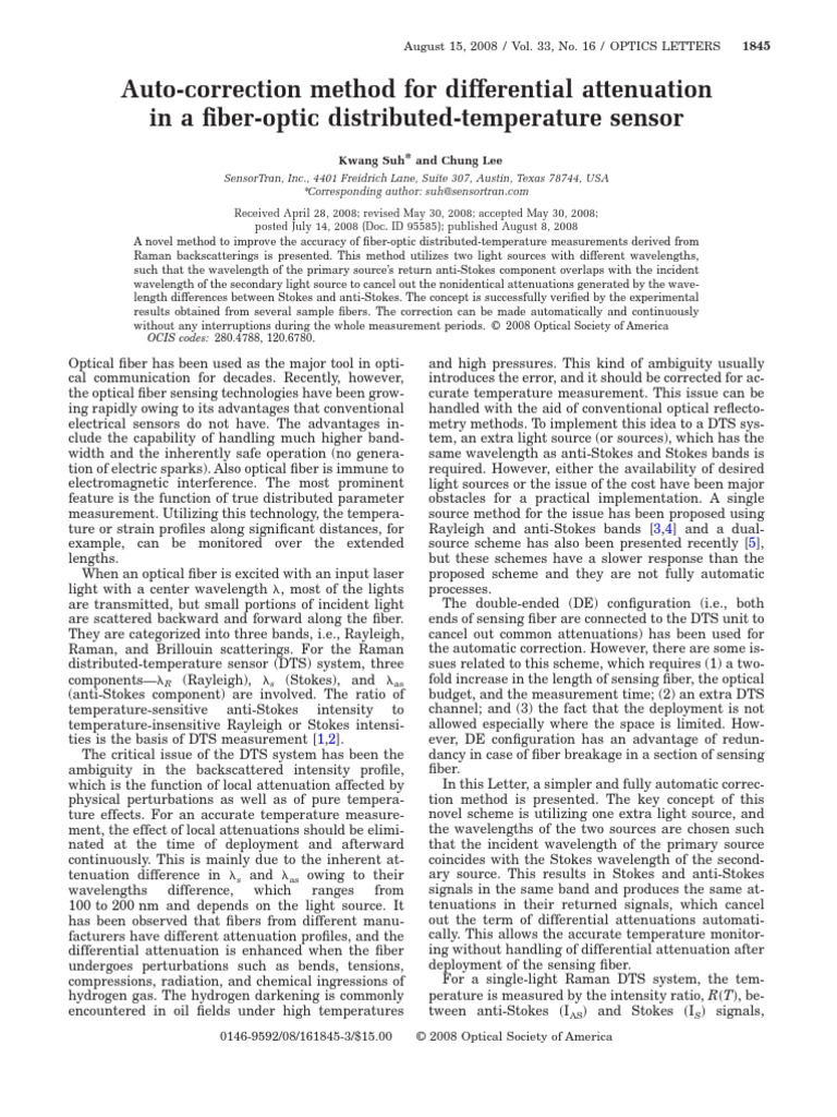 Auto-Correction in Fiber-Optic DTS Systems | PDF | Attenuation ...