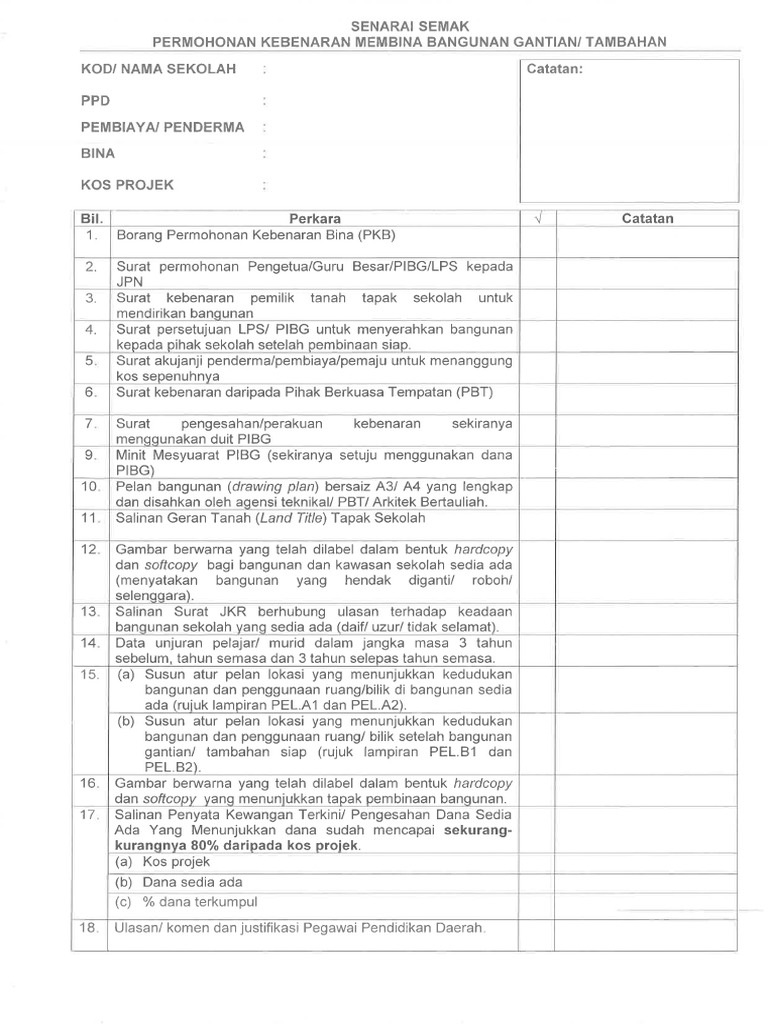 Senarai Semak Dan Borang PKB | PDF