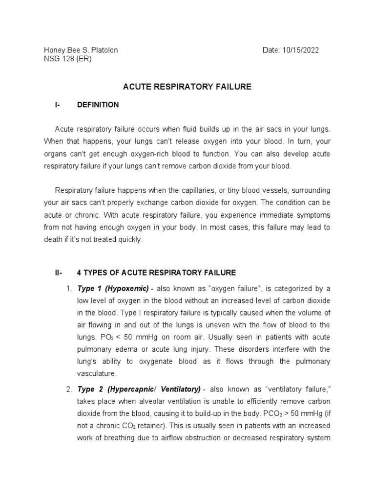 Acute Respiratory Failure | Download Free PDF | Respiratory System | Lung