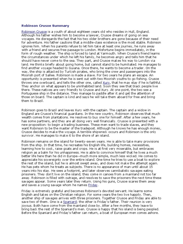 Robinson Crusoe Summary | Robinson Crusoe