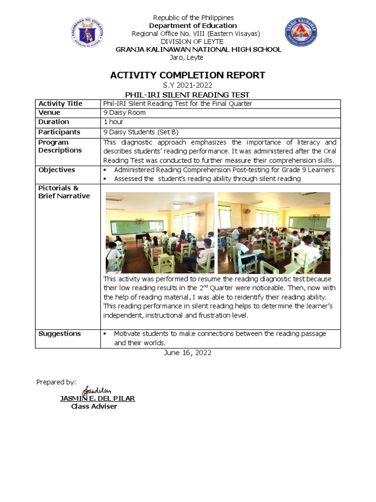 ACR - Phil IRI Group Screening Test | PDF