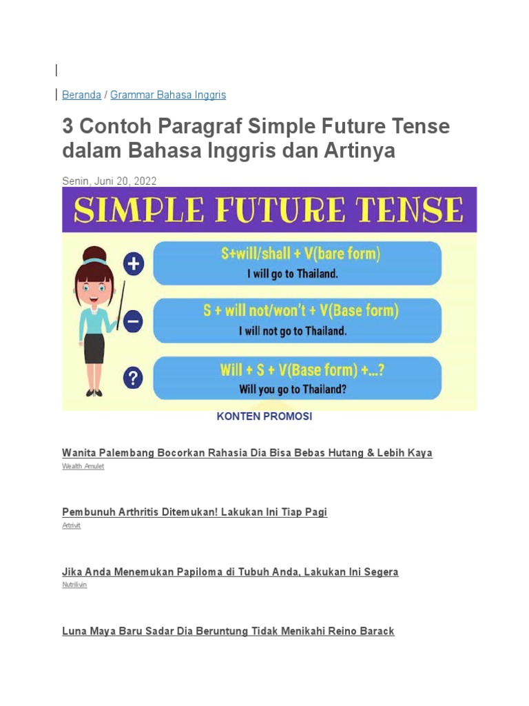 Contoh Paragraf Future Tense Singkat | PDF