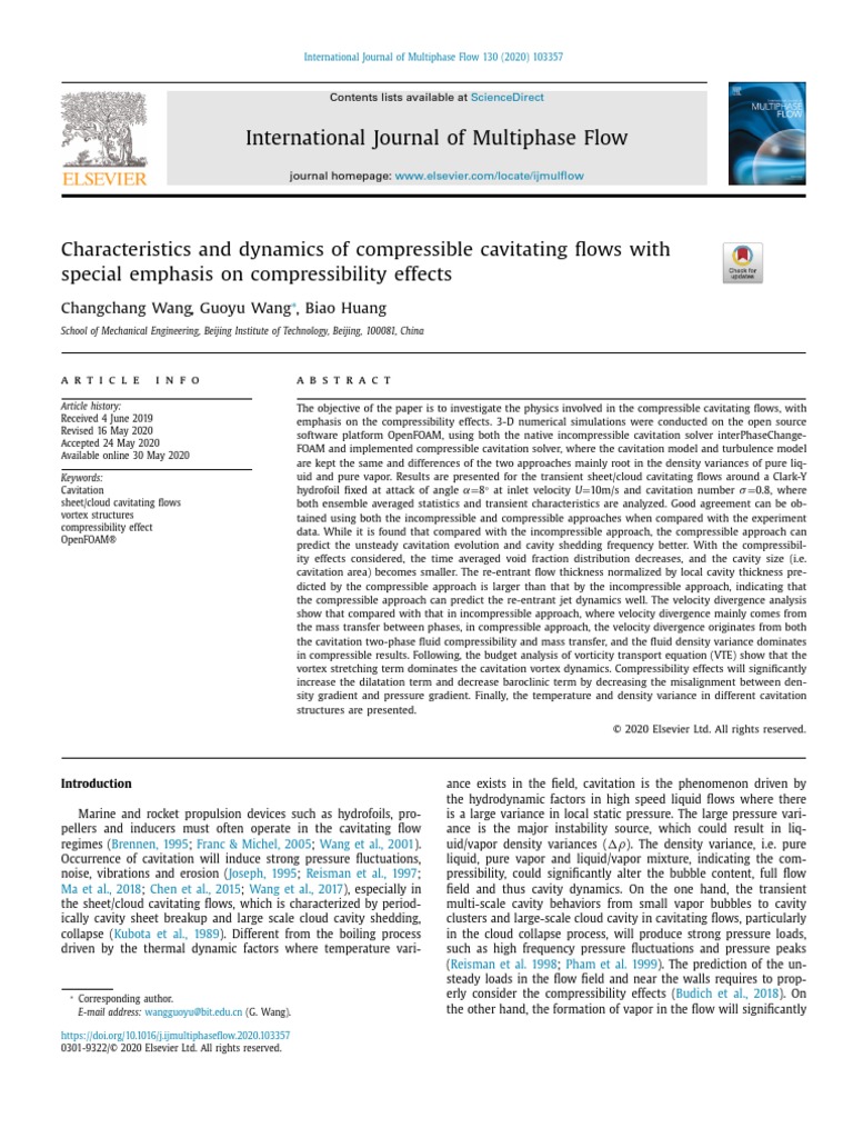 Characteristics and Dynamics of Compressible Cavitating Flows With Special Emphasis On ...