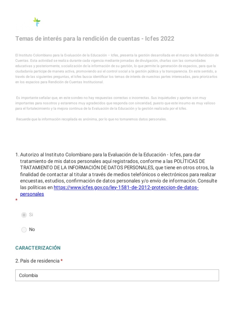 Temas de Interés para La Rendición de Cuentas - Icfes 2022 | PDF