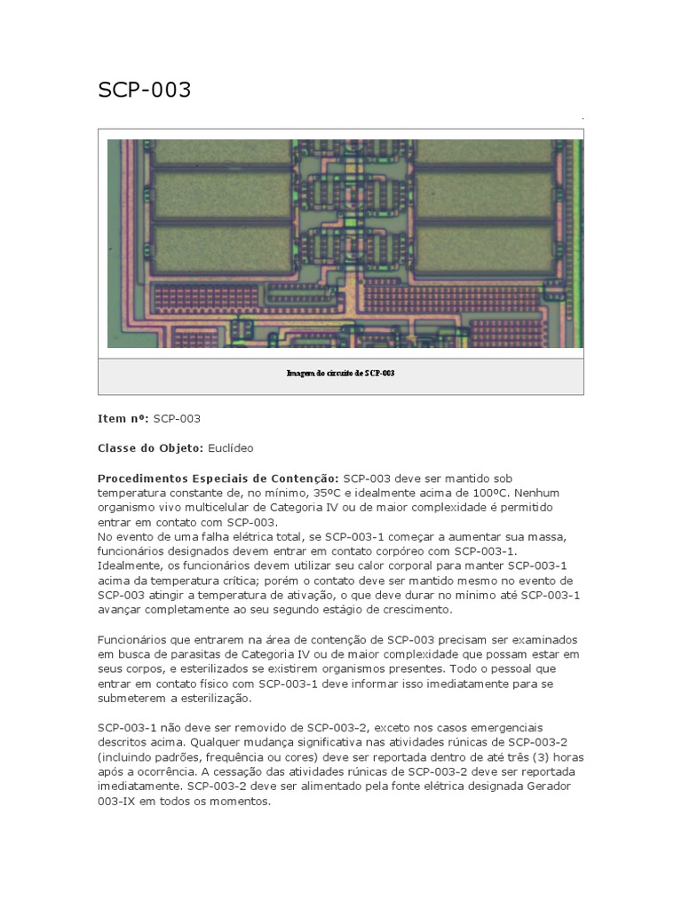 SCP 003 | Download Free PDF | Matéria orgânica | Temperatura