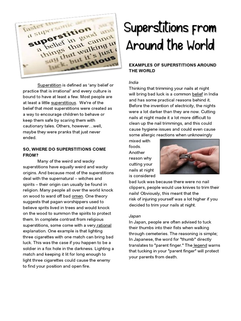 Superstitious Beliefs and Their Origins Around the World | PDF | Superstitions | Part Of Speech