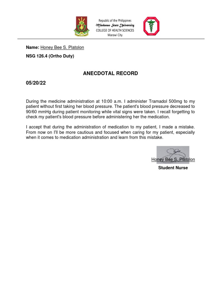 Medication Administration Error Reflection | PDF