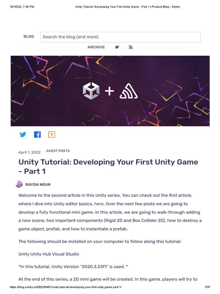 Unity Tutorial Developing Your First Unity Game Part 1 Product