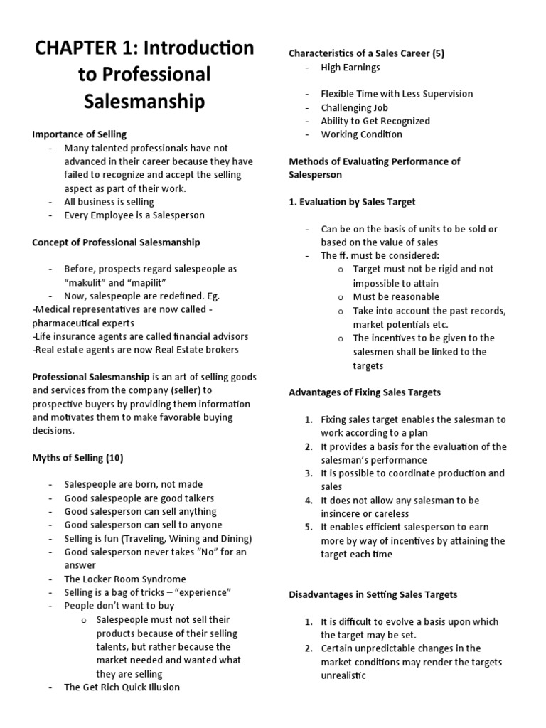 Prof Sales Reviewer | PDF | Sales | Marketing