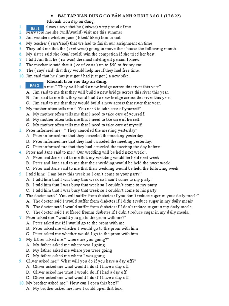 BÀi TẬp Anh 9 Unit 3 So 1 Pdf Adolescence Puberty