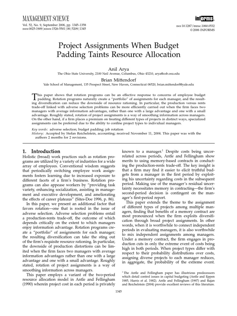 Project Estimate Padding | PDF | Trade Off | Adverse Selection