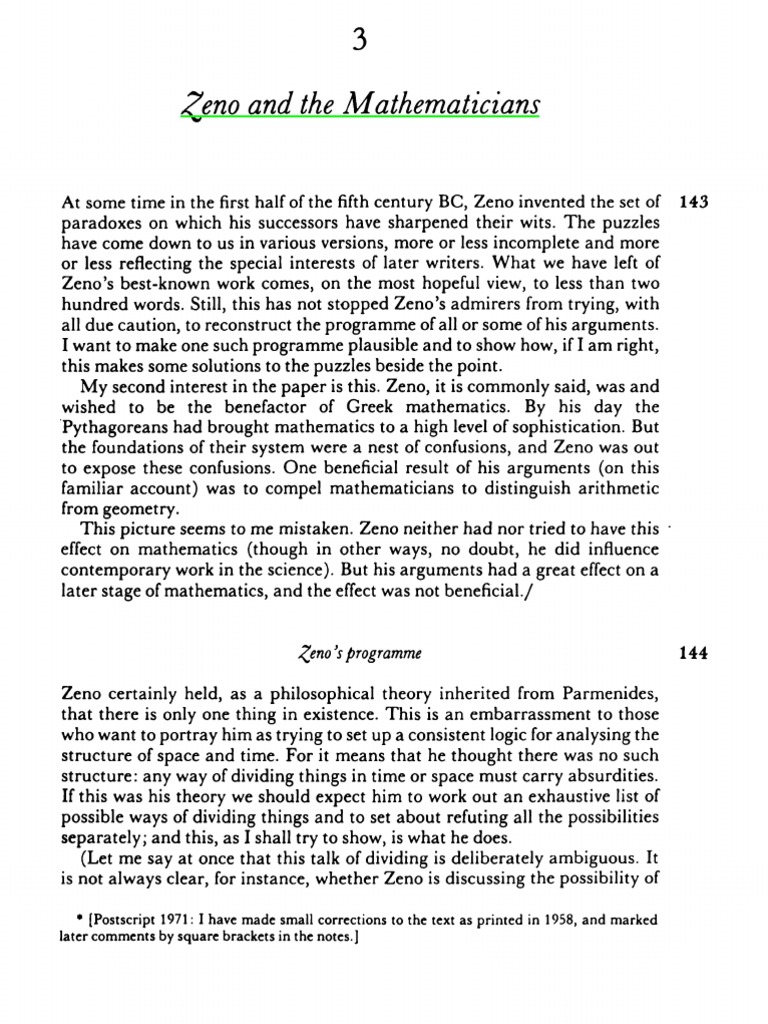 Zeno's Paradoxes Explained | PDF | Infinity | Teaching Mathematics
