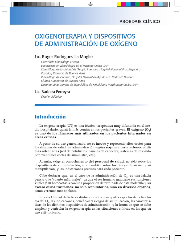Oxigenoterapia y Dispositivos de Administración de O2 (Lic. Roger ...
