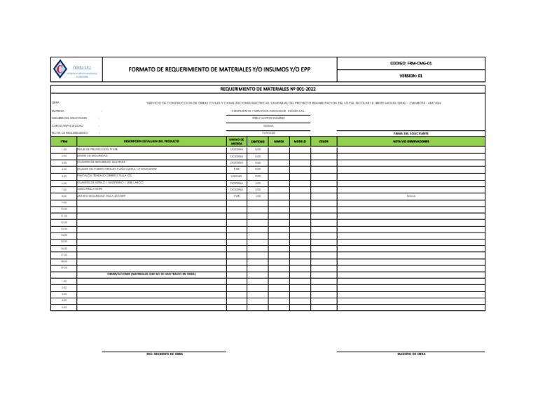 Requerimiento Material | PDF