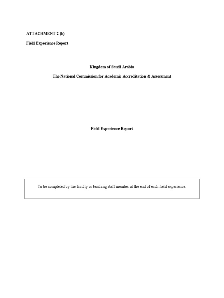 Field Experience Report: Summer Training | PDF | Evaluation | Saudi Arabia