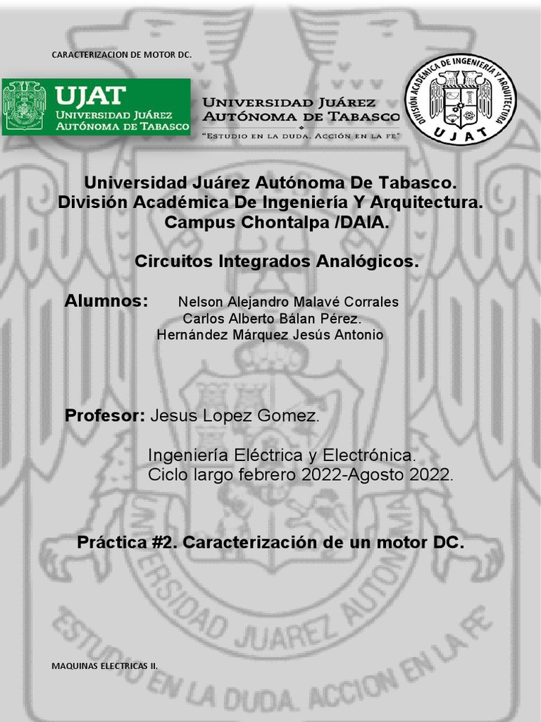 Caracterizacion de Un Motor DC | PDF