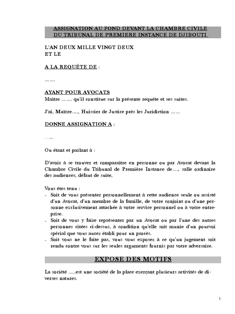 Assignation Au Fond | Download Free PDF | Banques | Compte bancaire