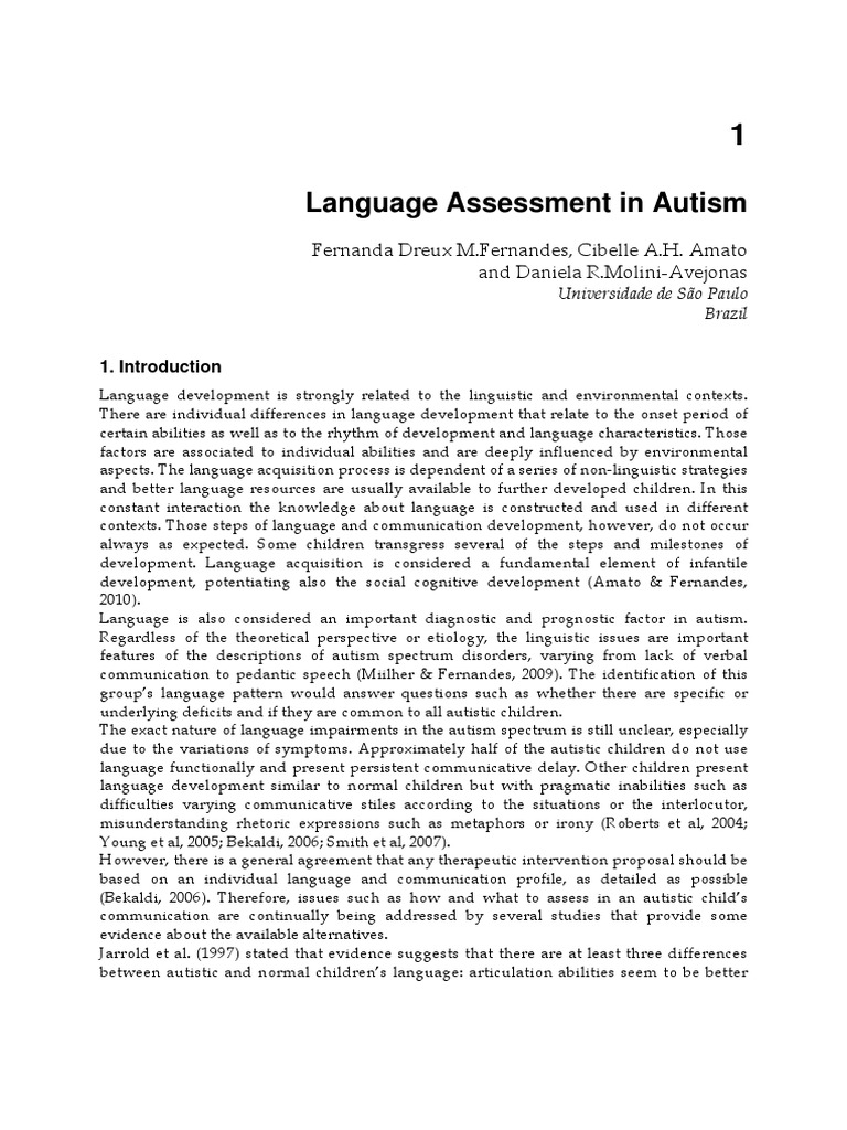 Language Assessment in Autism | PDF | Autism Spectrum | Autism