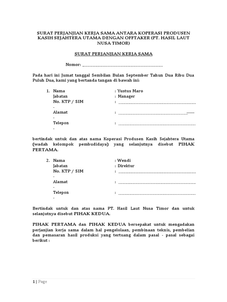 Kso Koperasi Dan Offtaker | PDF