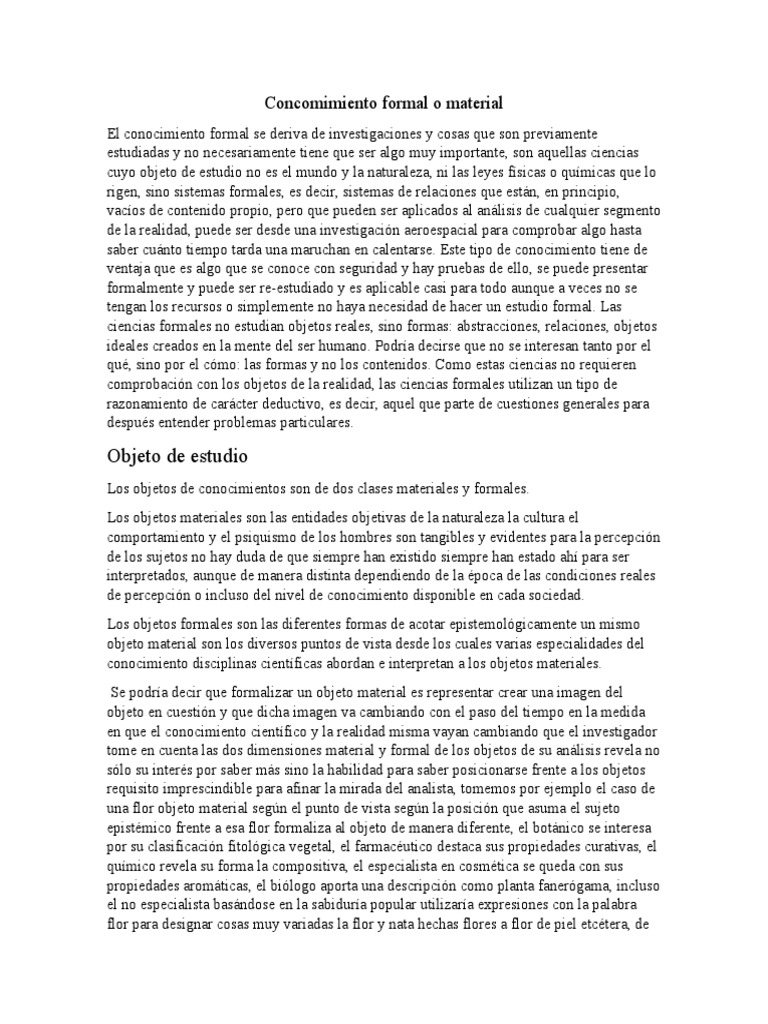 Conocimiento Formal vs. Material: Definiciones | PDF | Filosofía