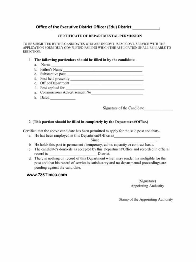 NOC Form Education Deptt. | PDF