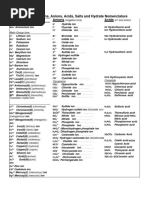 Common Oxyacids and Their Formulas | PDF | Acid | Redox