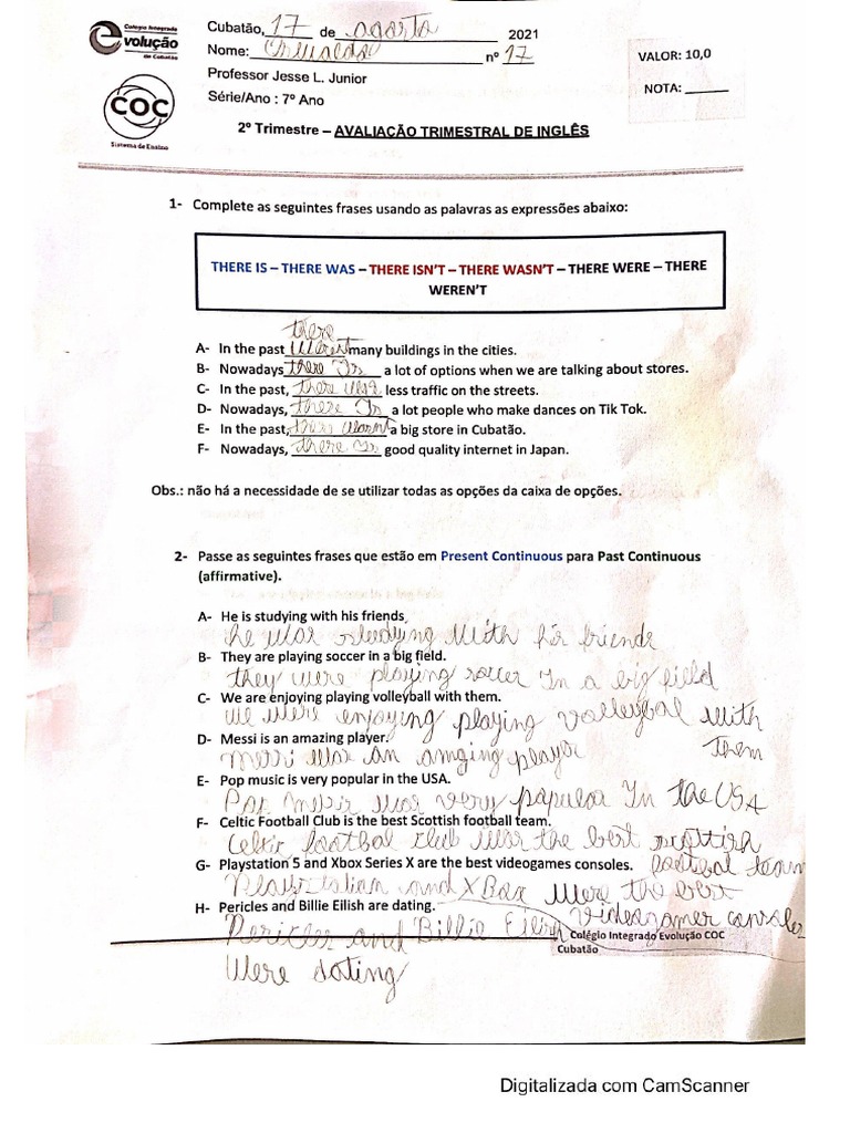 Prova de Inglês Agosto 2021 | PDF