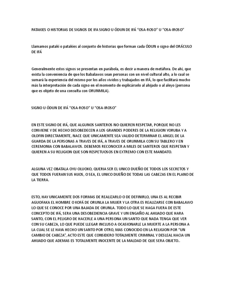 Patakies o Historias de Signos de Ifa Signo U Odun de Ifa | PDF | Santeria
