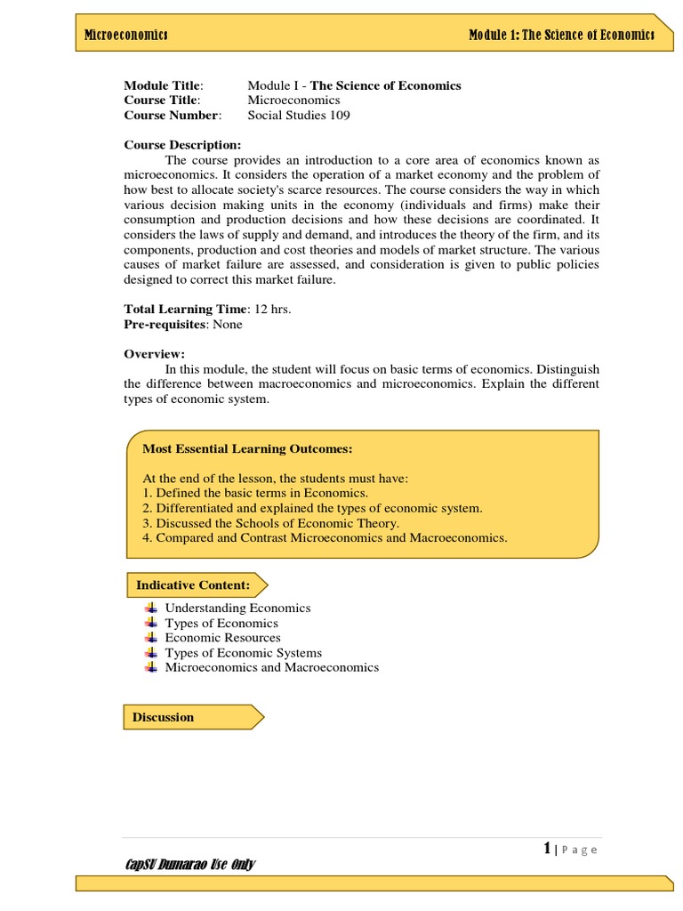Module 1 | PDF | Economics | Microeconomics