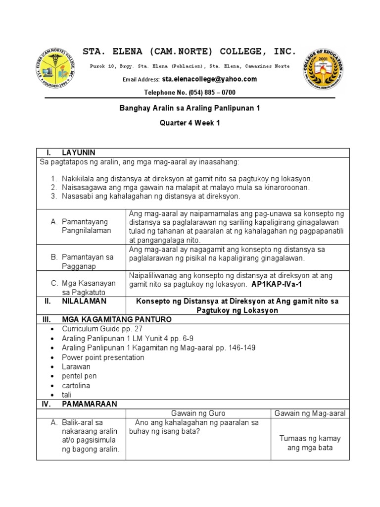 LP Araling Panlipunan 1 | PDF