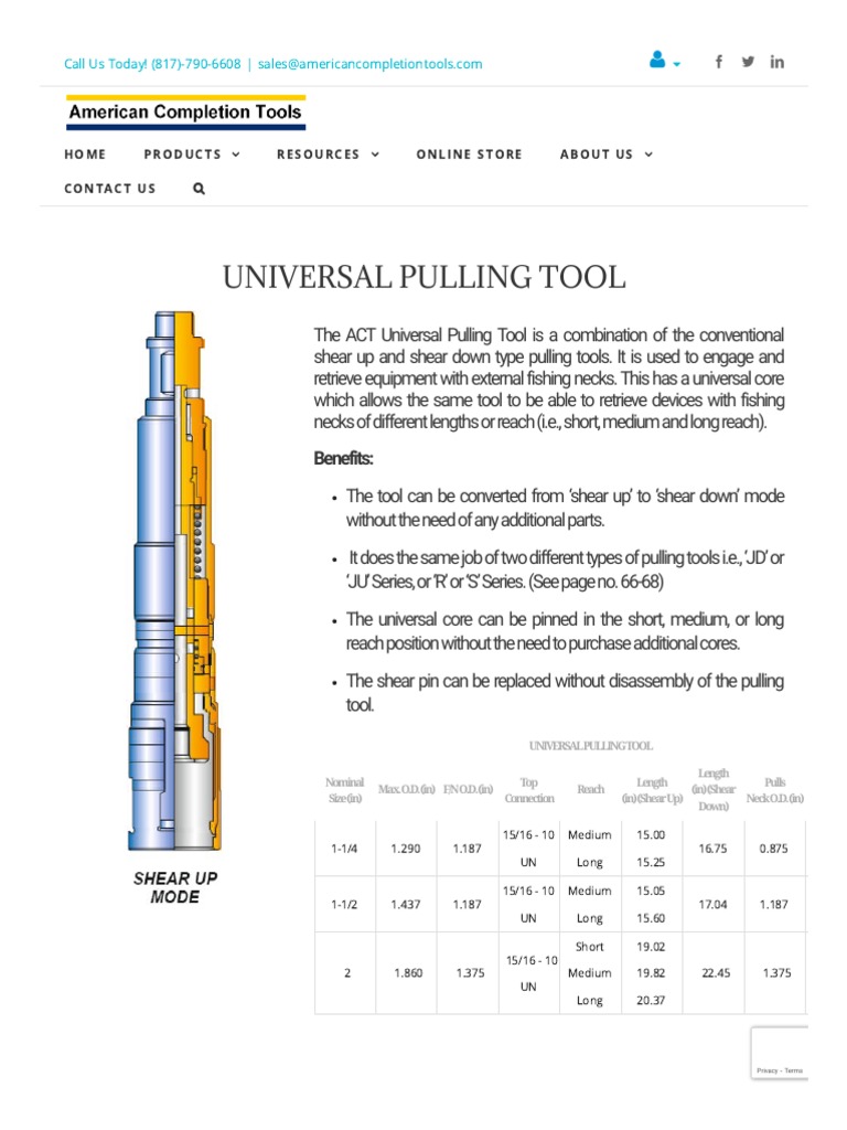 UNIVERSAL PULLING TOOL - American Completion Tools | PDF | Manufactured ...