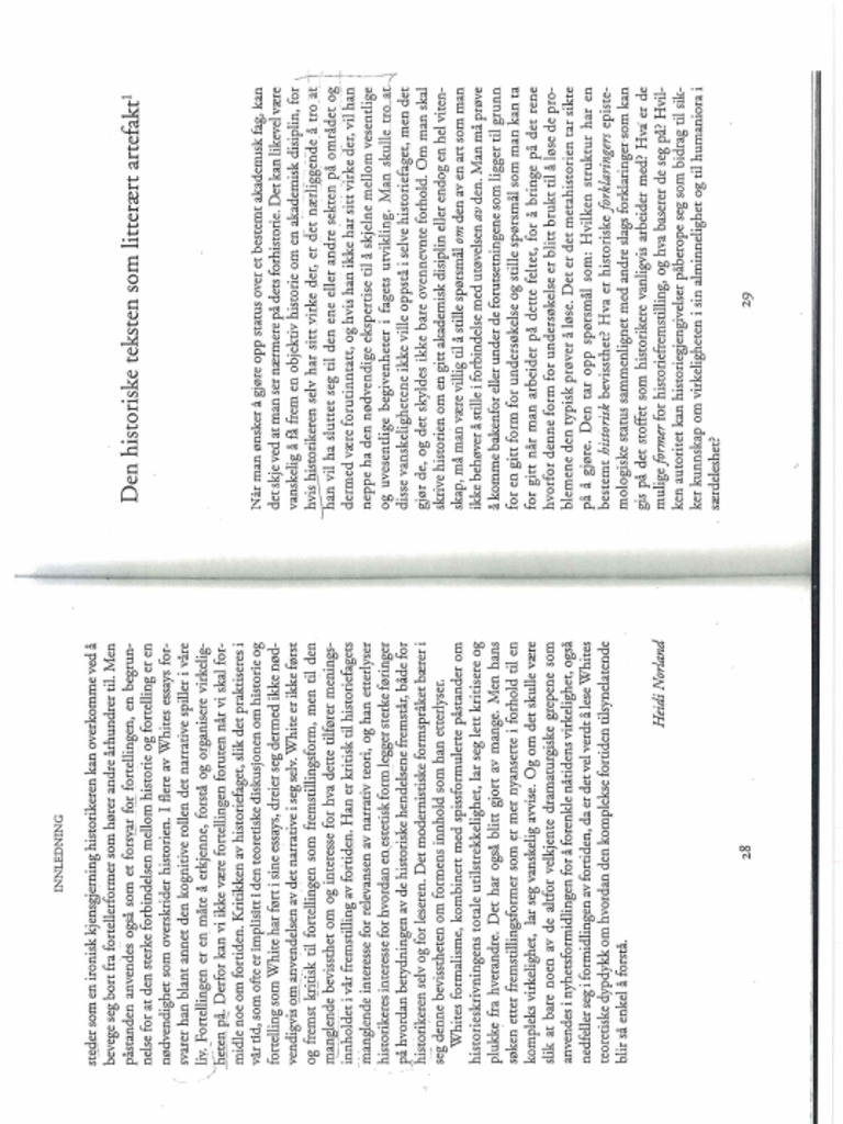 Hayden White Den Historiske Teksten Som Litterært Artefakt | PDF