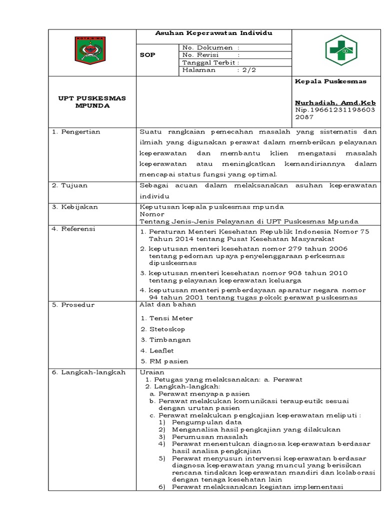 Contoh SOP ASKEP INDIVIDU | PDF