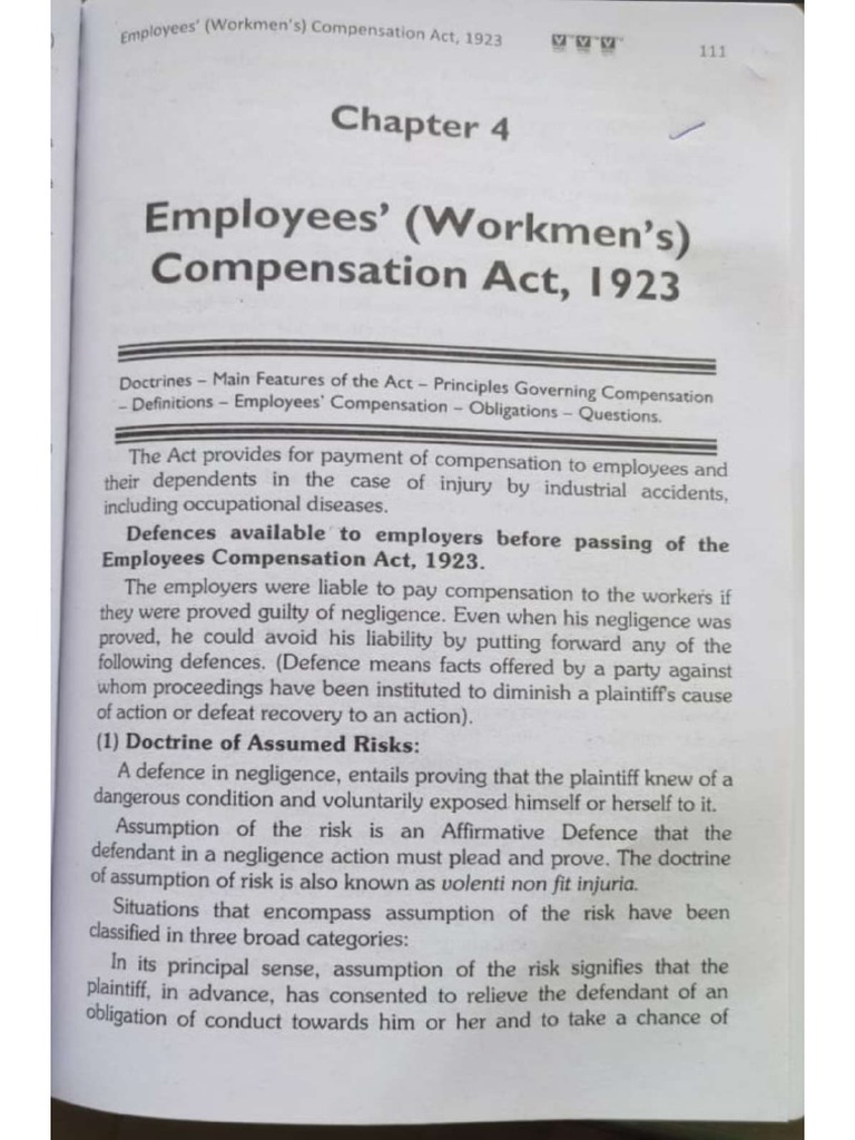 Workmen Compensation Act 1923 | PDF