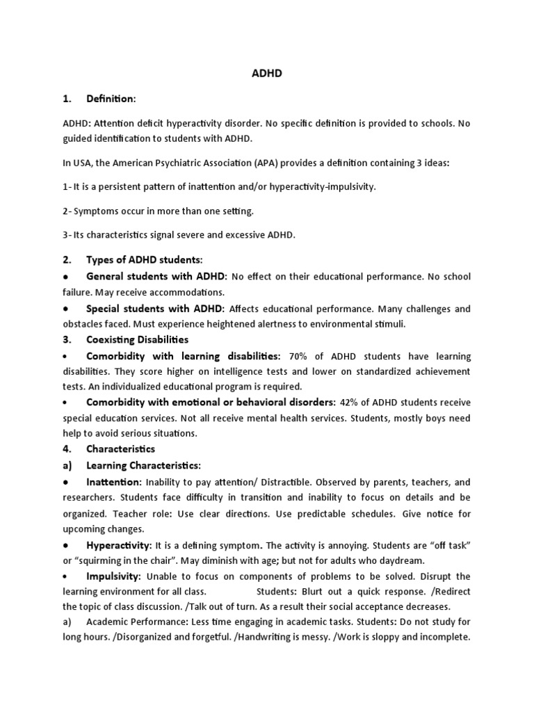 Adhd 2 | PDF | Attention Deficit Hyperactivity Disorder | Mental Disorder