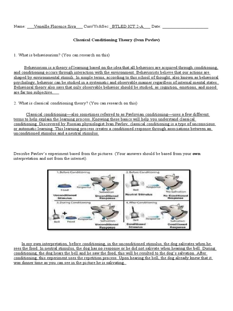 Pavlovs Classical Conditioning Theory | PDF | Classical Conditioning ...