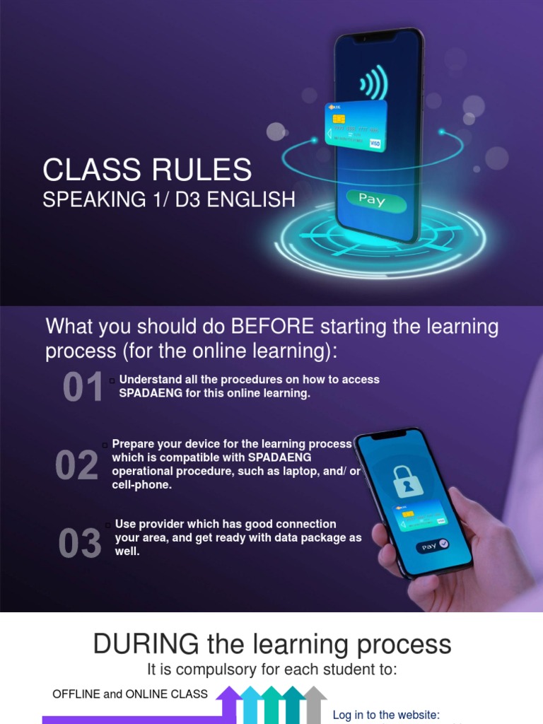 Class Rules Speaking 1 D3 2022-1 | PDF | Online And Offline | Learning
