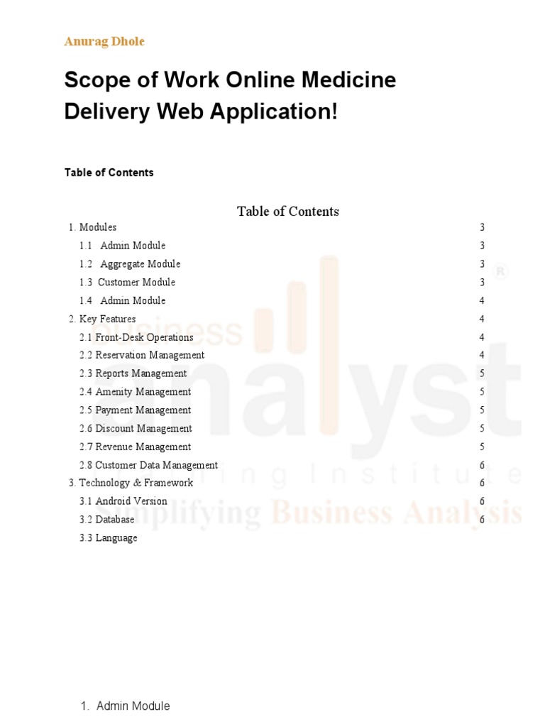 Scope of Work Online Medicine Delivery Web Application | Download Free PDF | Web Application ...
