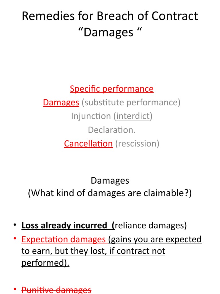 Lecture2022 Lecture13 - On Remedies - Damages | PDF | Damages | Breach Of Contract