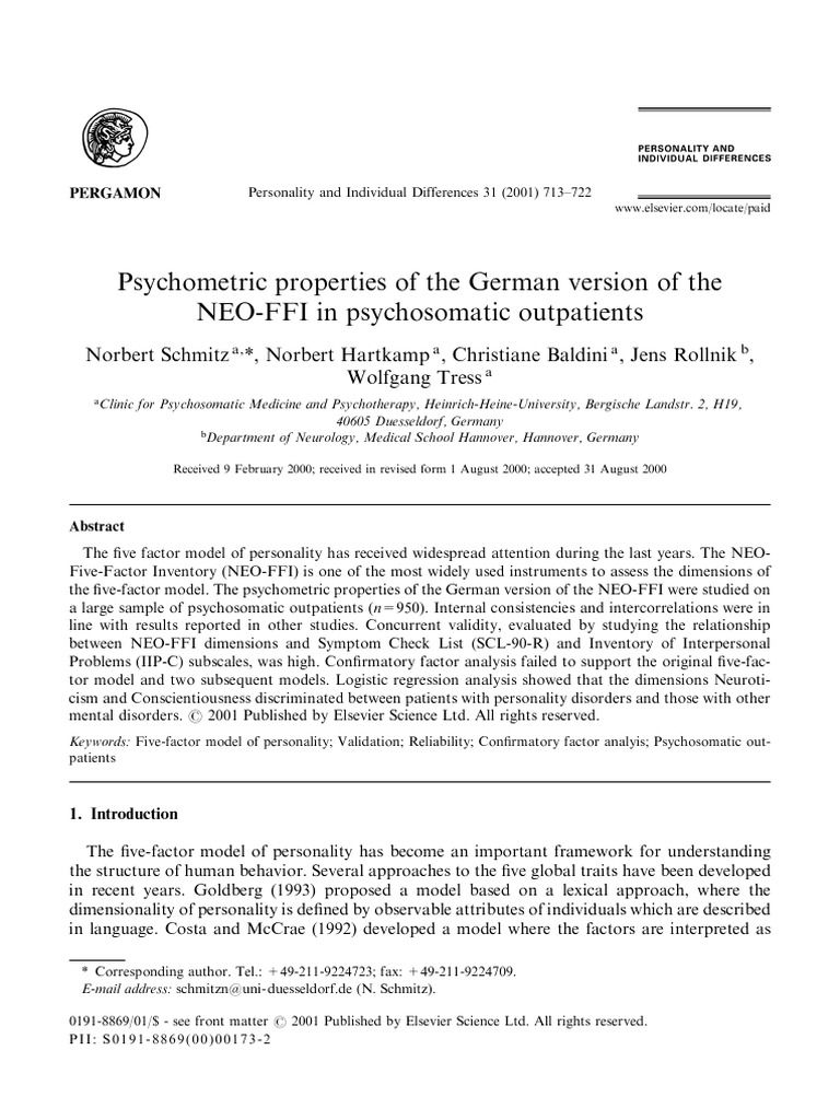 Neo Ffi | PDF | Personality Disorder | Mental Disorder
