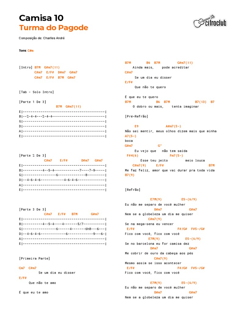 Cifra Club - Turma Do Pagode - Camisa 10 | PDF | Música gravada