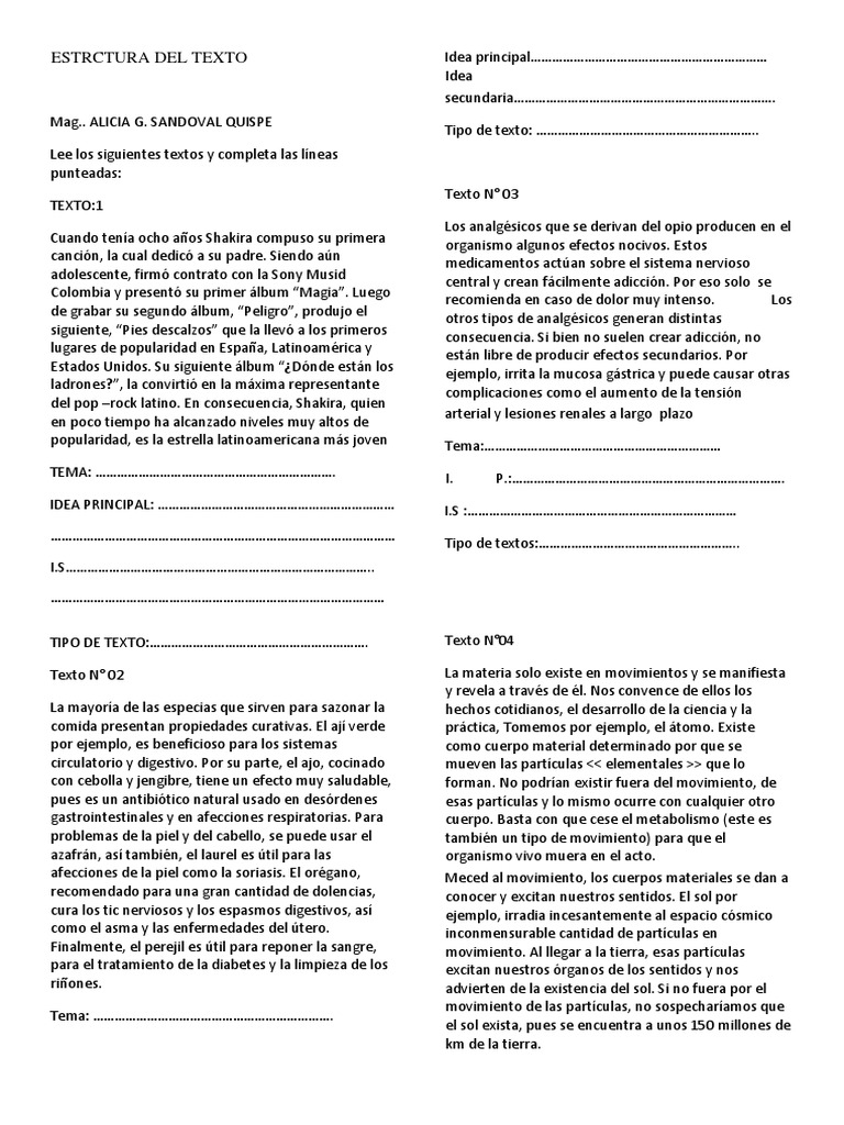 Estructura de textos y análisis temático | PDF | Escritura | Luna