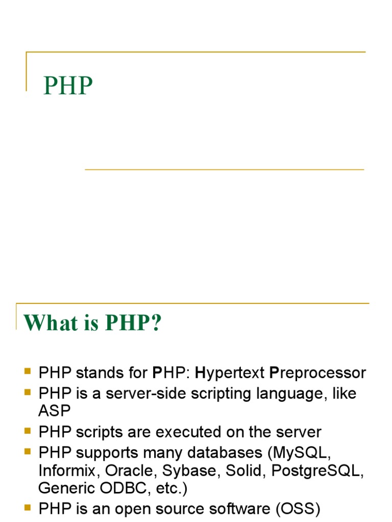 PHP Slide Presntation | PDF | Php | Variable (Computer Science) PHP Slide Presntation | PDF | Php | Variable (Computer Science)