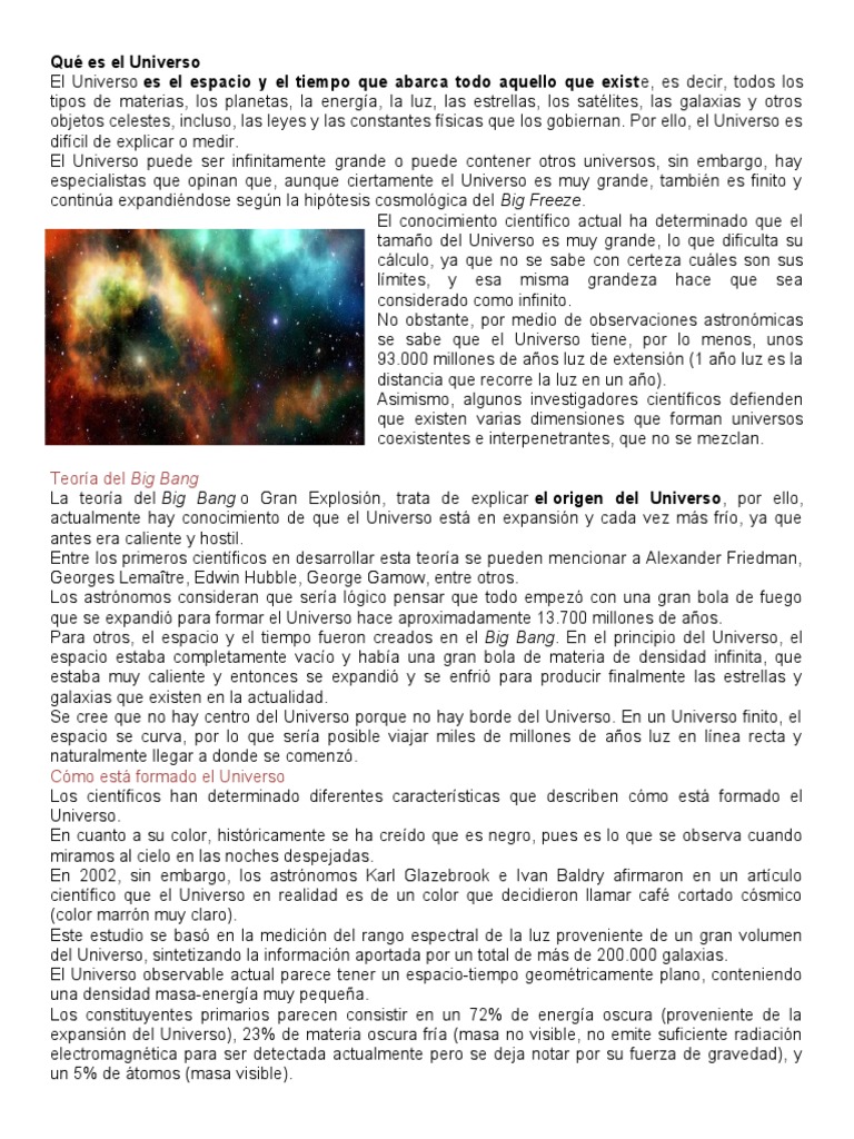 Qué Es El Universo | PDF | Universo | Big Bang