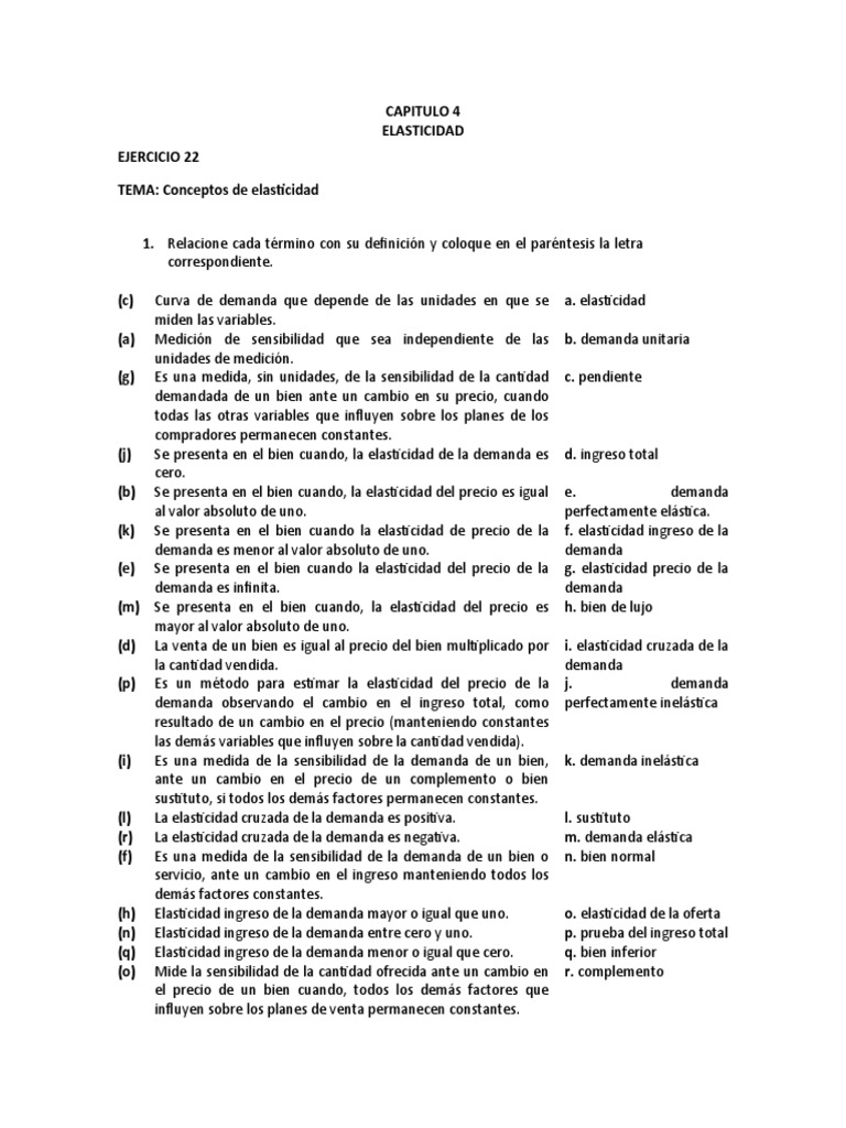 Capitulo 4 - Elasticidad | PDF | Elasticidad (economía) | La elasticidad precio de la demanda