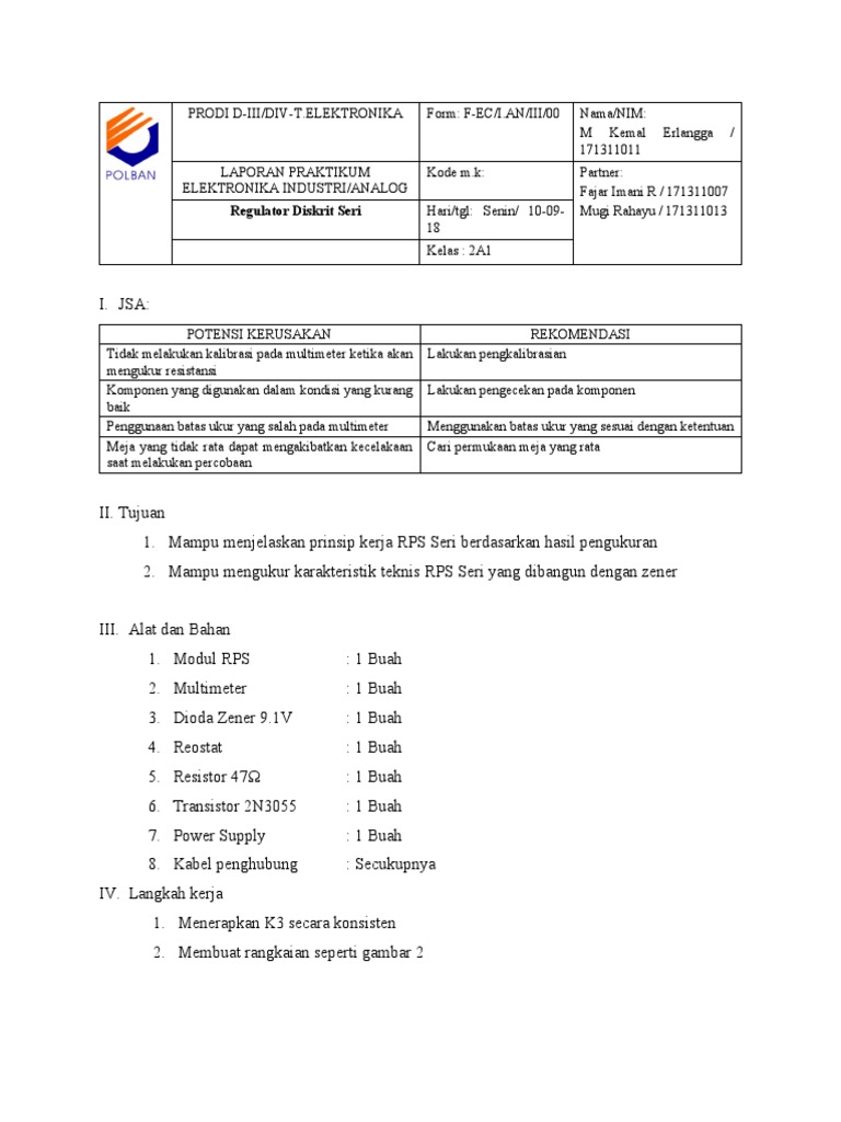Laporan 1 Regulator Diskrit Seri | PDF