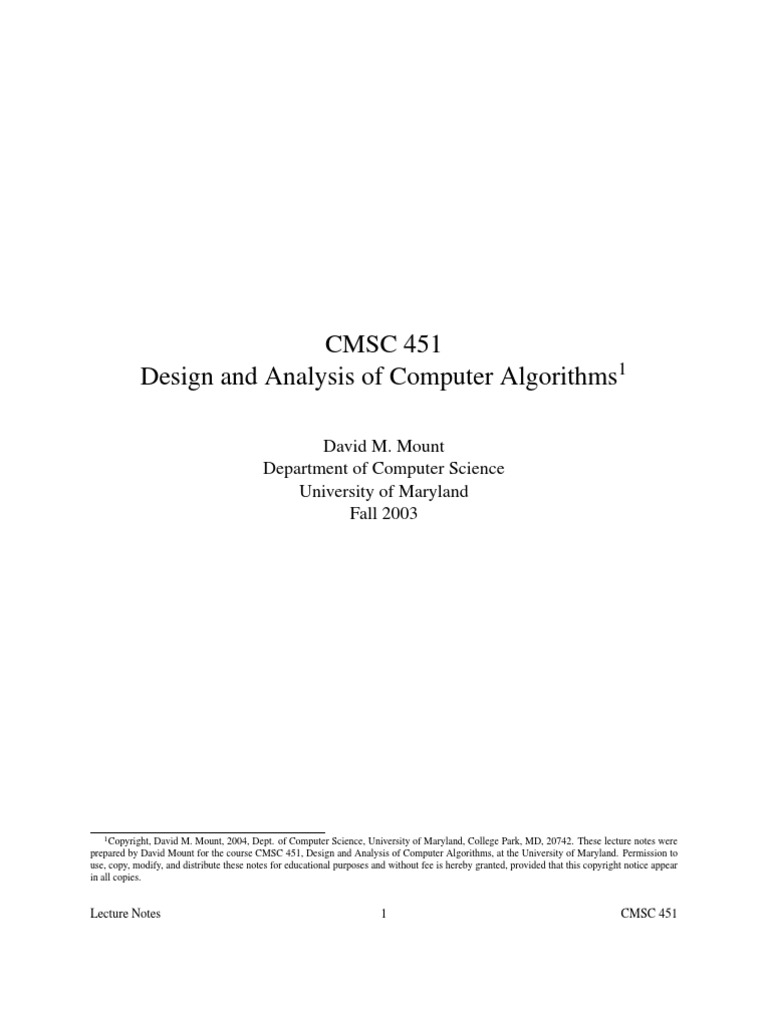 CMSC 451 Design and Analysis of Computer Algorithms | PDF | Dynamic ...