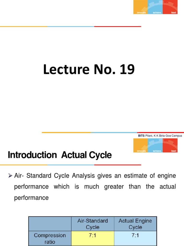 Actual Cycle Lecture Slides | PDF | Internal Combustion Engine | Pump