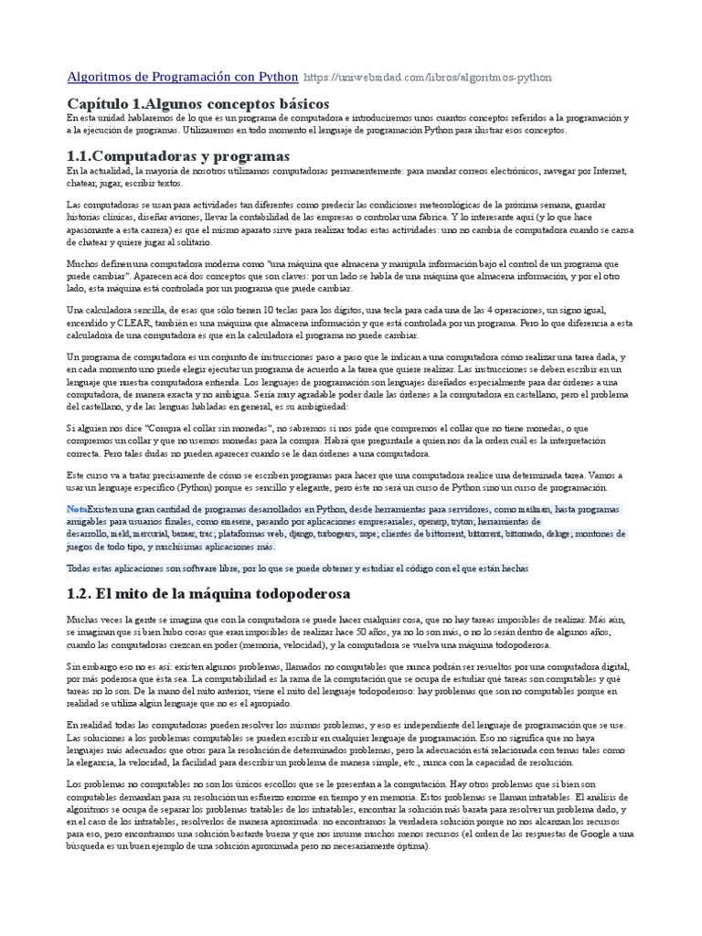 Algoritmos de Programación Con Python | PDF | Python (lenguaje de programación) | Lenguaje de ...